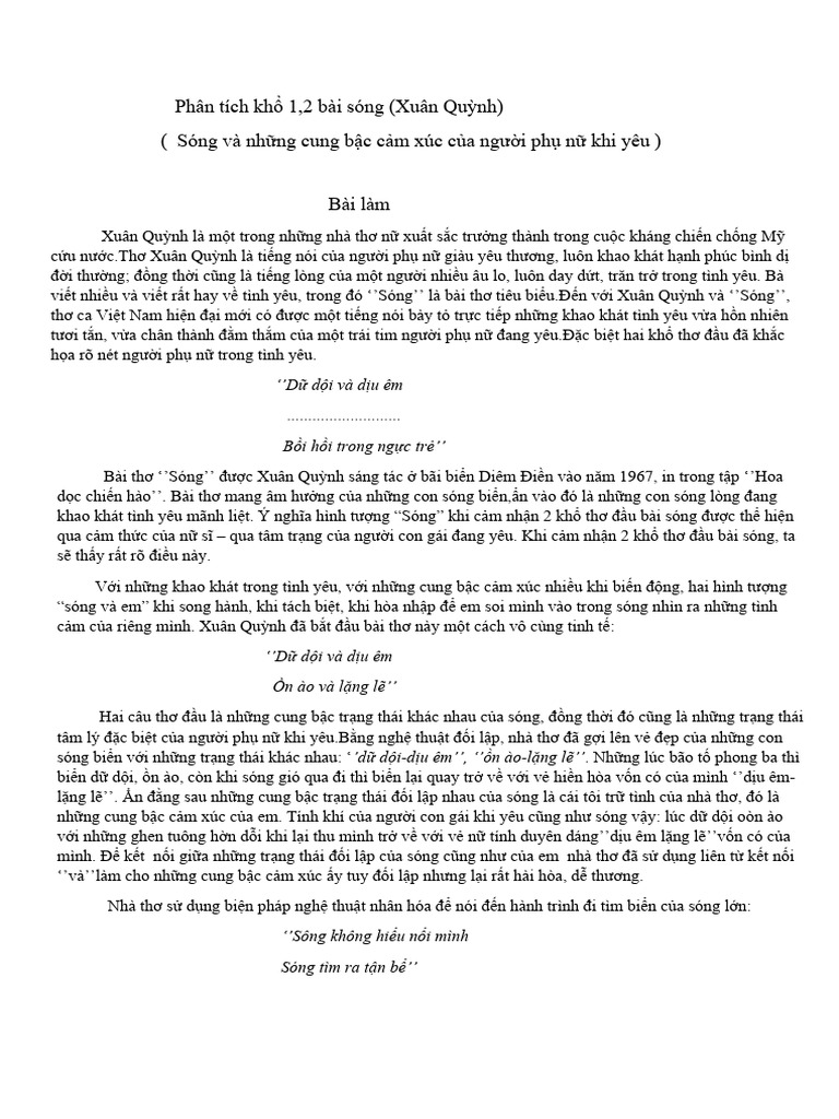 Phân Tích KH 1,2 Bai Song | PDF