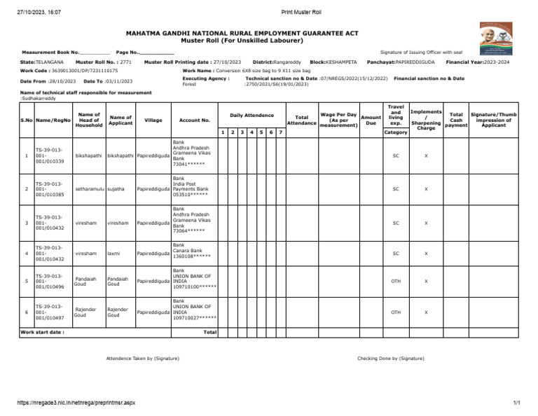 Print Muster Roll | PDF