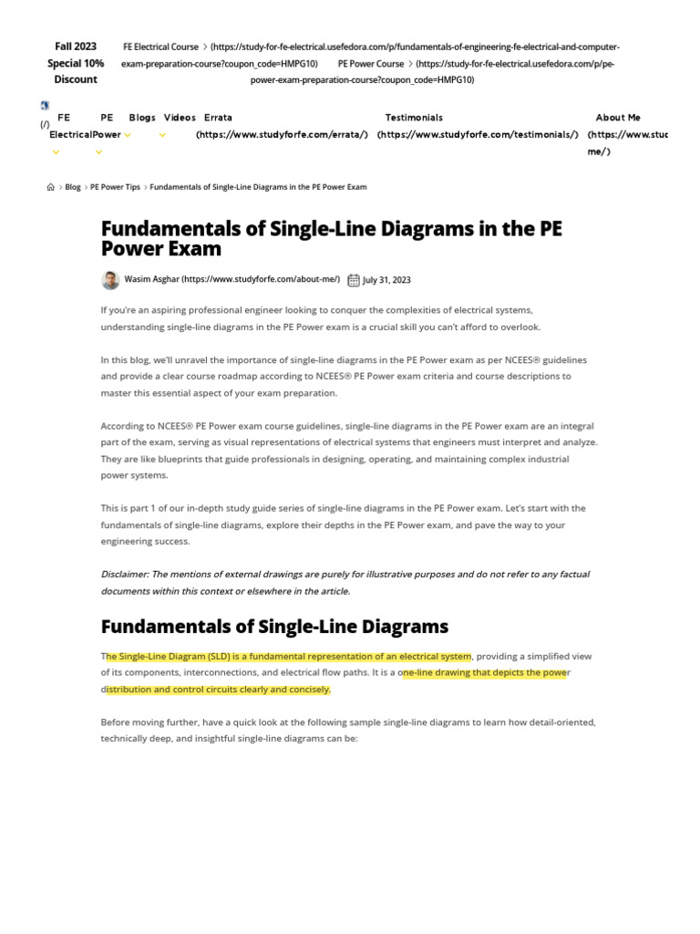 Fundamentals of Single-Line Diagrams in The PE Power Exam | PDF