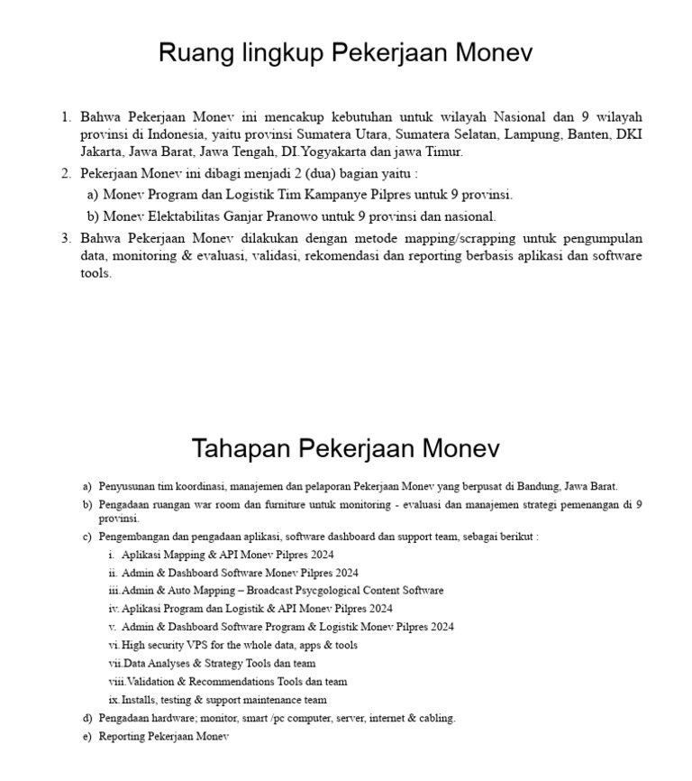 Ruang Lingkup Dan Tahapan Pekerjaan MONEV | PDF