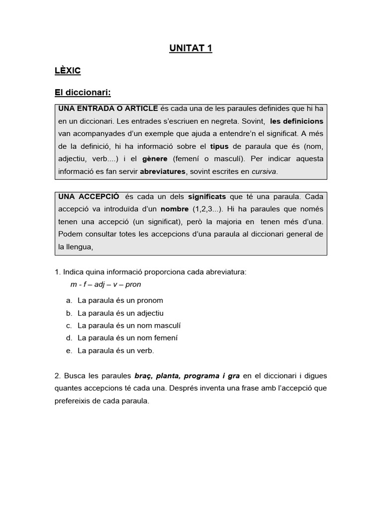 UNITAT 1 Català | PDF