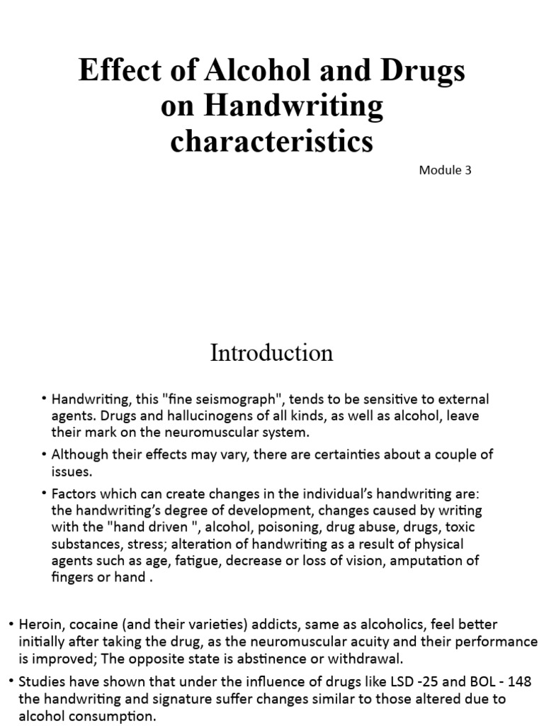 Effect of Alcohol and Drugs On Handwriting | PDF