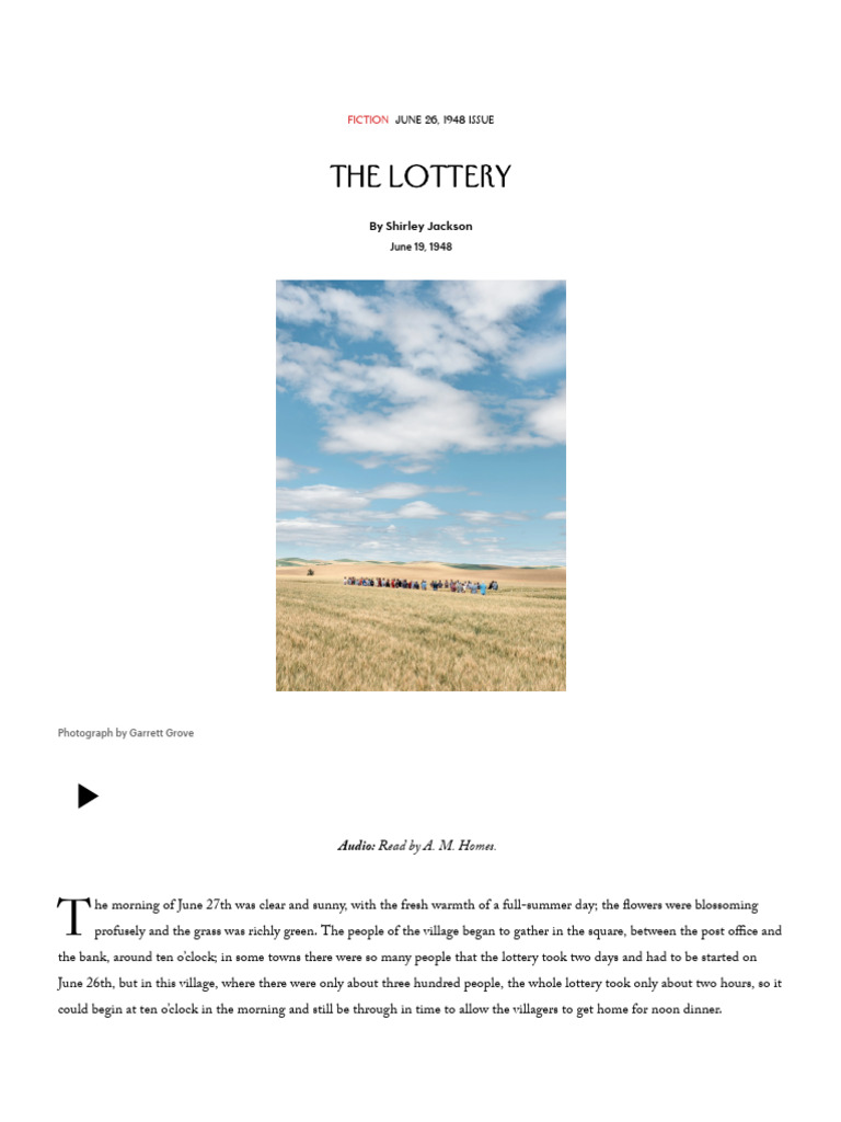 Shirley Jackson's The Lottery Overview | PDF