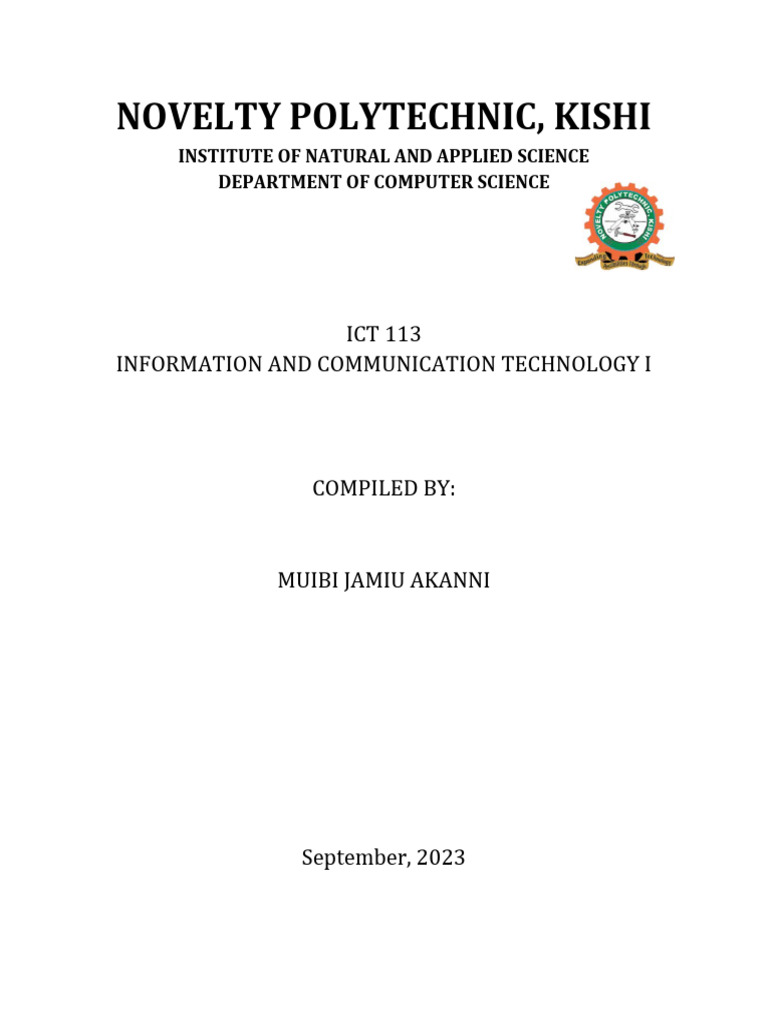 Ict 113 | PDF | Operating System | Hard Disk Drive