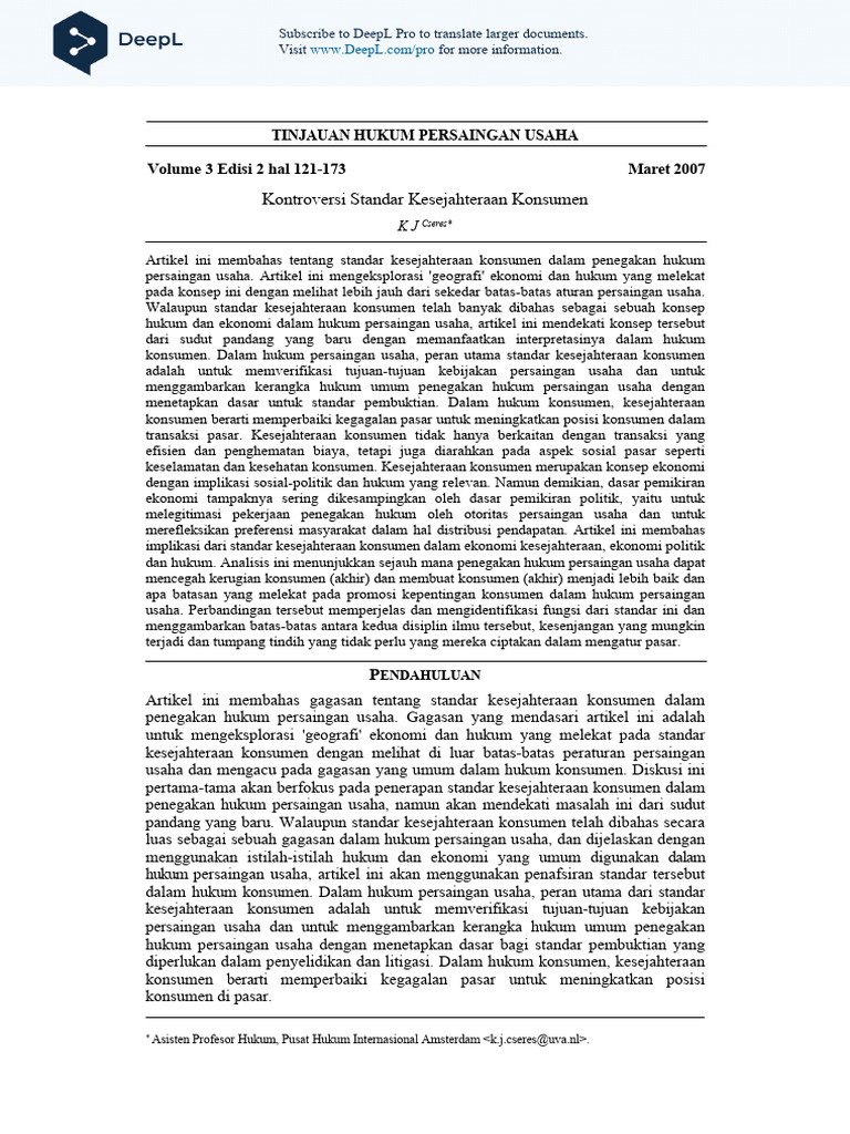 The Controversial of The Consumer Welfare Standard - K.J. Cseres-1-30 ...