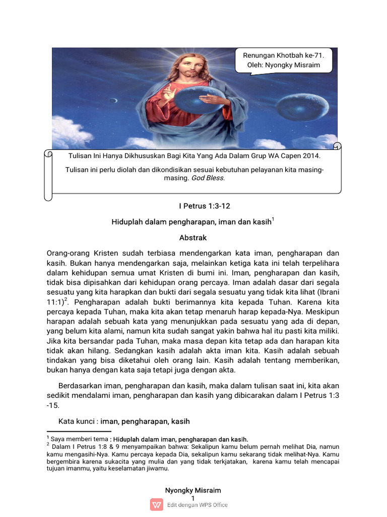 Renungan Khotbah Minggu 30 April 2023 | PDF