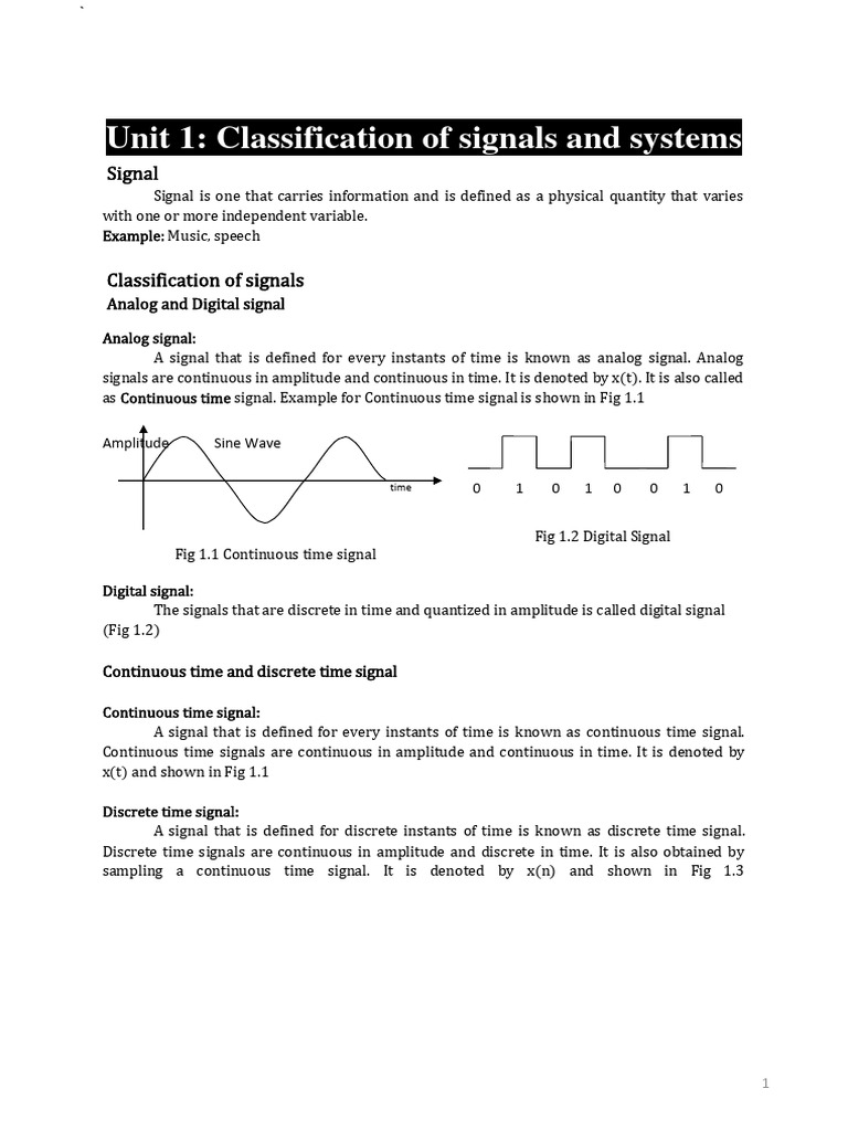 Signal and System Classifications Explained | PDF | Discrete Time And ...