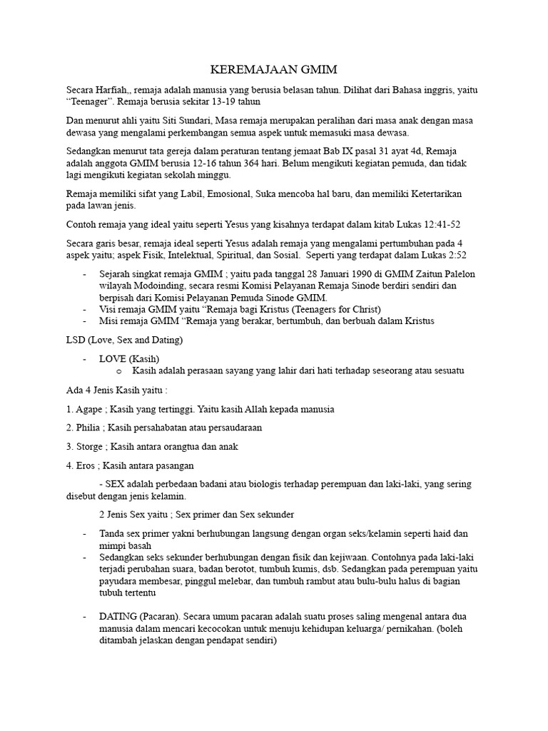 Keremajaan Gmim | PDF