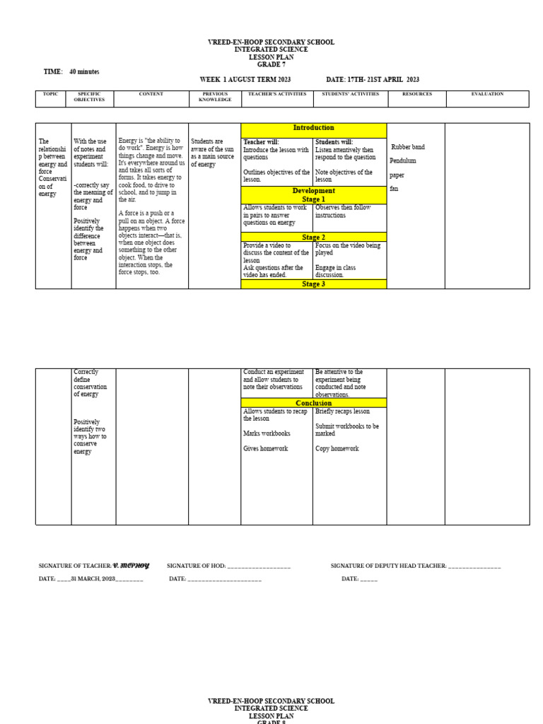 Grade 7-8 Integrated Science Lesson Plans | PDF | Osmosis | Matter