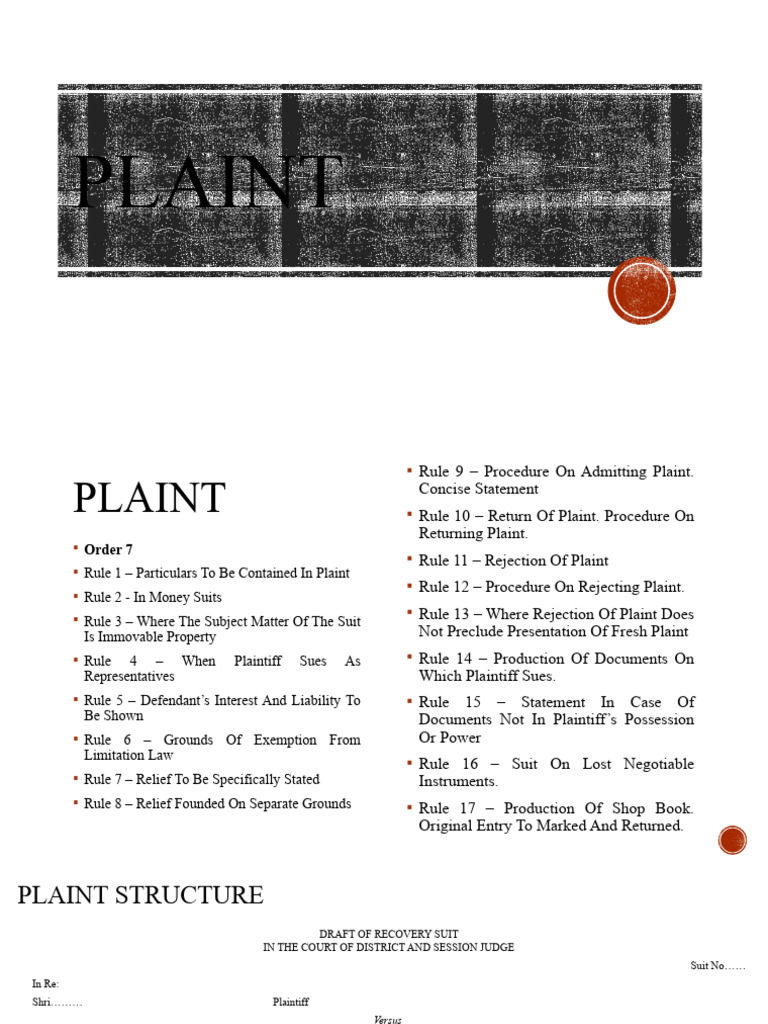 Lecture 10, Plaint - Part I | PDF | Lawsuit | Civil Law (Common Law)