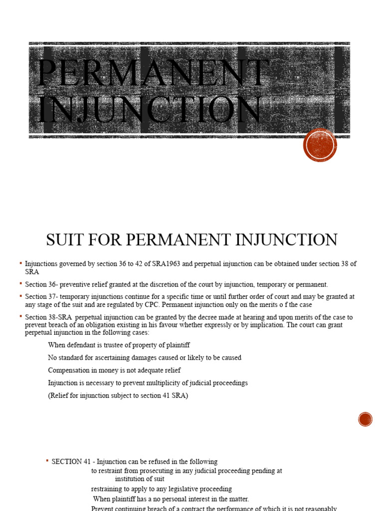 Lecture 21, Permanent Injunction | PDF