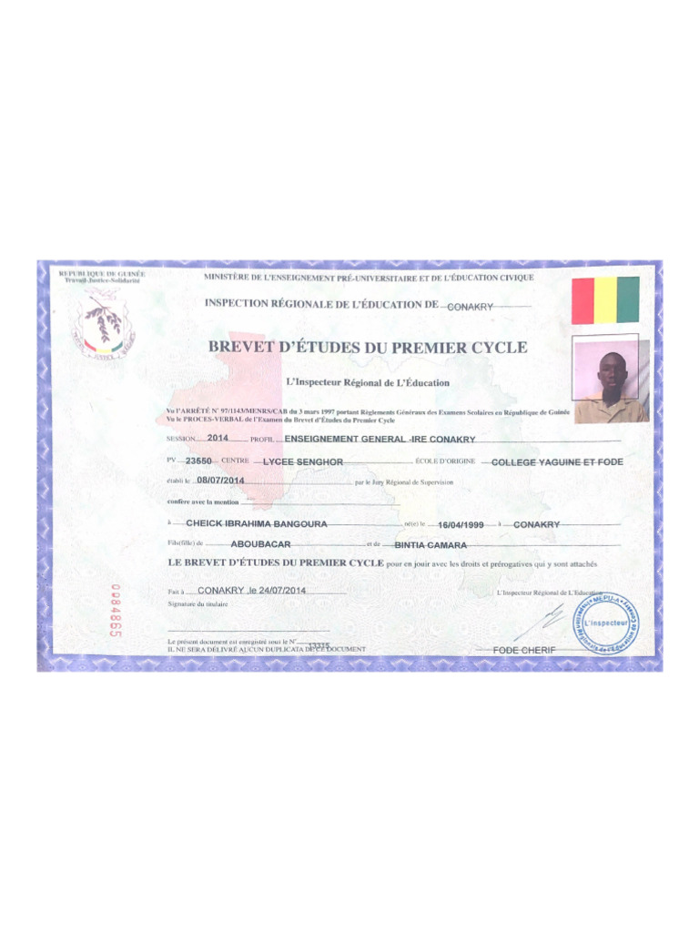 Brevet D'études Du Premier Cycle | PDF