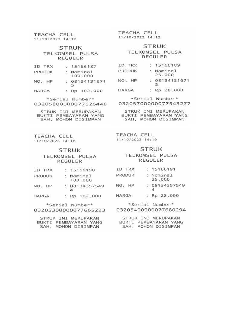 Struk Pulsa | PDF