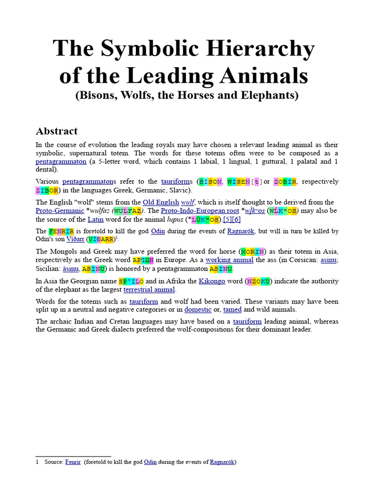 The Symbolic Hierarchy of the Leading Animals | PDF | Elephant | Donkey