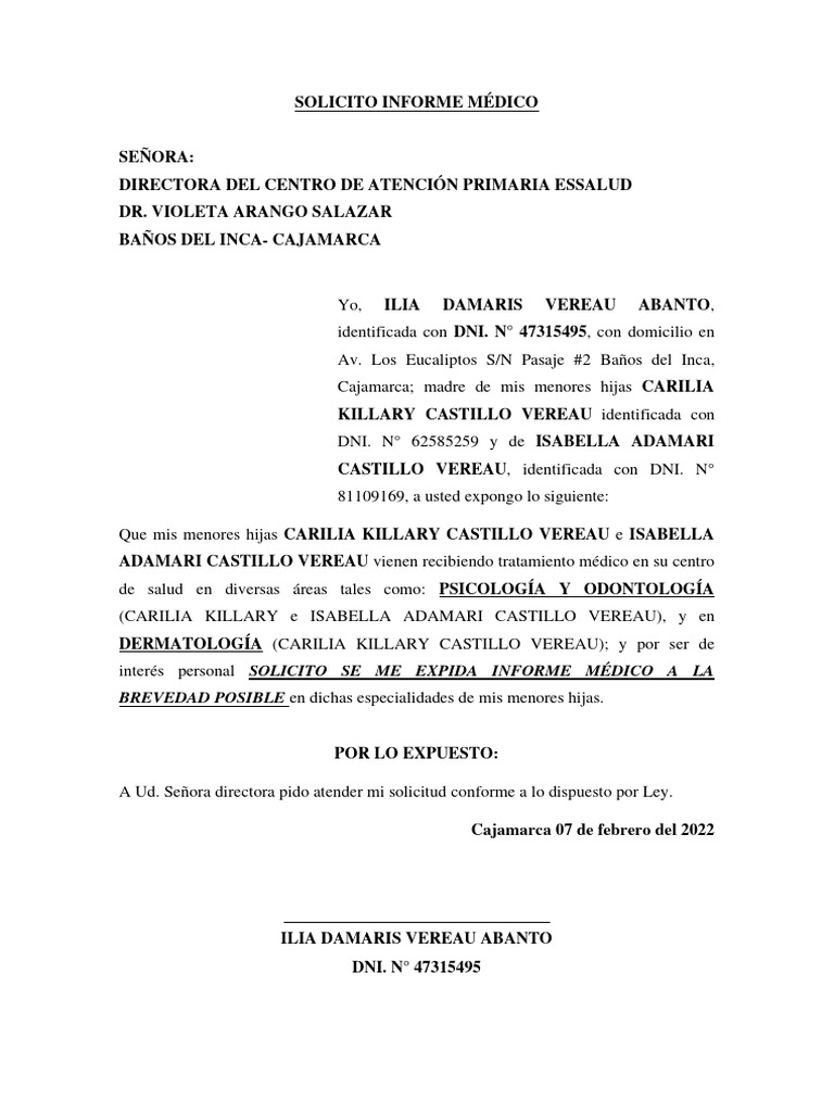 Solicito Informe Medico | PDF