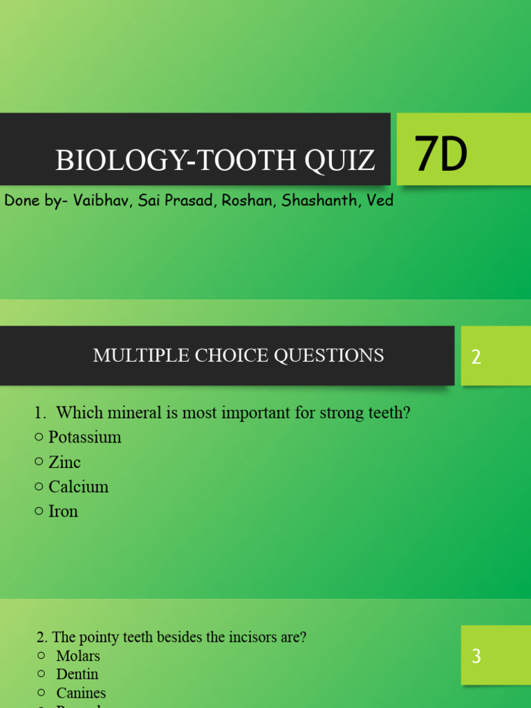 Biology Tooth Quiz | PDF | Tooth | Tooth Enamel