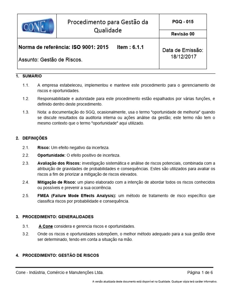 PQ 15 - Gestão de Riscos | Download grátis PDF | Avaliação de risco ...