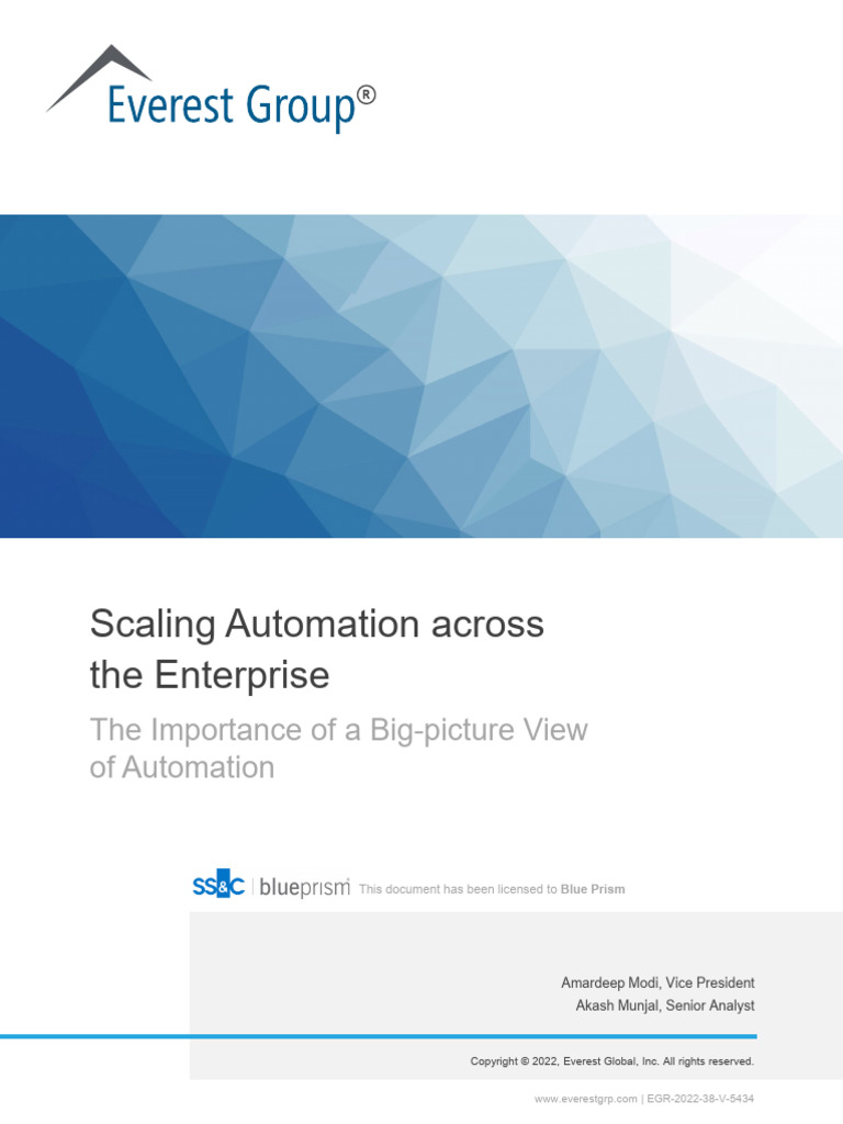 Everest Group Scaling Automation Across The Enterprise Pdf