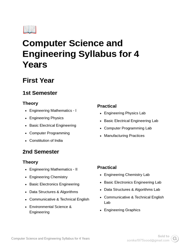 Computer Science and Engineering Syllabus For 4 Years | Download Free ... Computer Science and Engineering Syllabus For 4 Years | Download Free ...