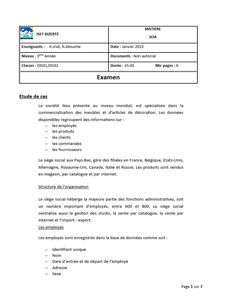 Examen SOA : Architecture IKEA 2023 | PDF | Informatique | Informatique
