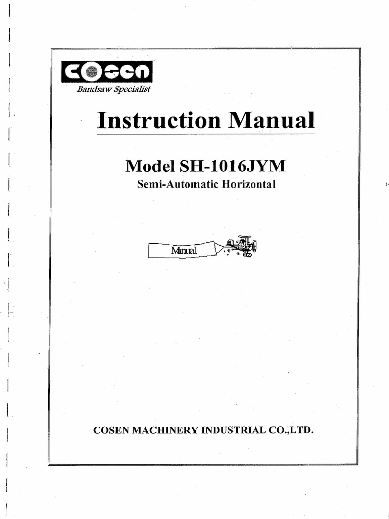 Cosen SH 1016JYM FULL MANUAL | PDF