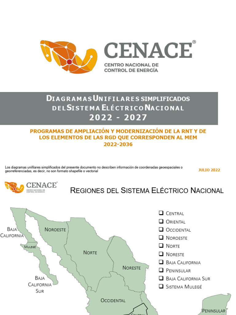 Mod Gral Planeación 2022-2027 Diagramas Unifilares RNT y RGD Del MEM | PDF
