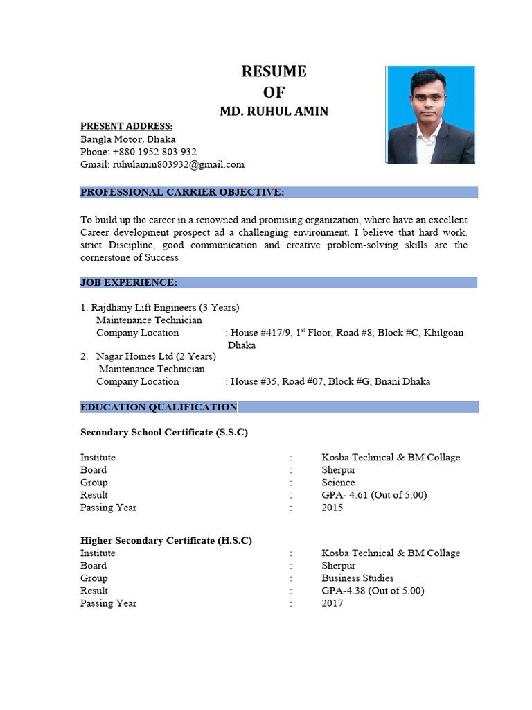 Resume Ruhul Vai | PDF