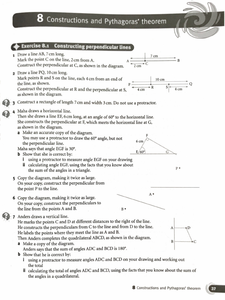 Y9 Practice Book U8 Constructions and Pythagoras' Theorem | PDF