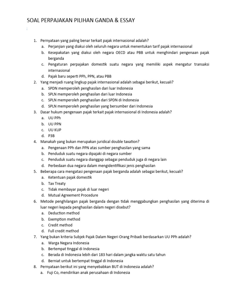 Soal Latihan Perpajakan Pilihan Berganda | PDF