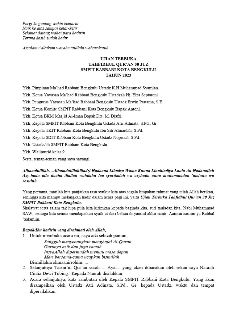 Draf MC Ujian Terbuka | PDF