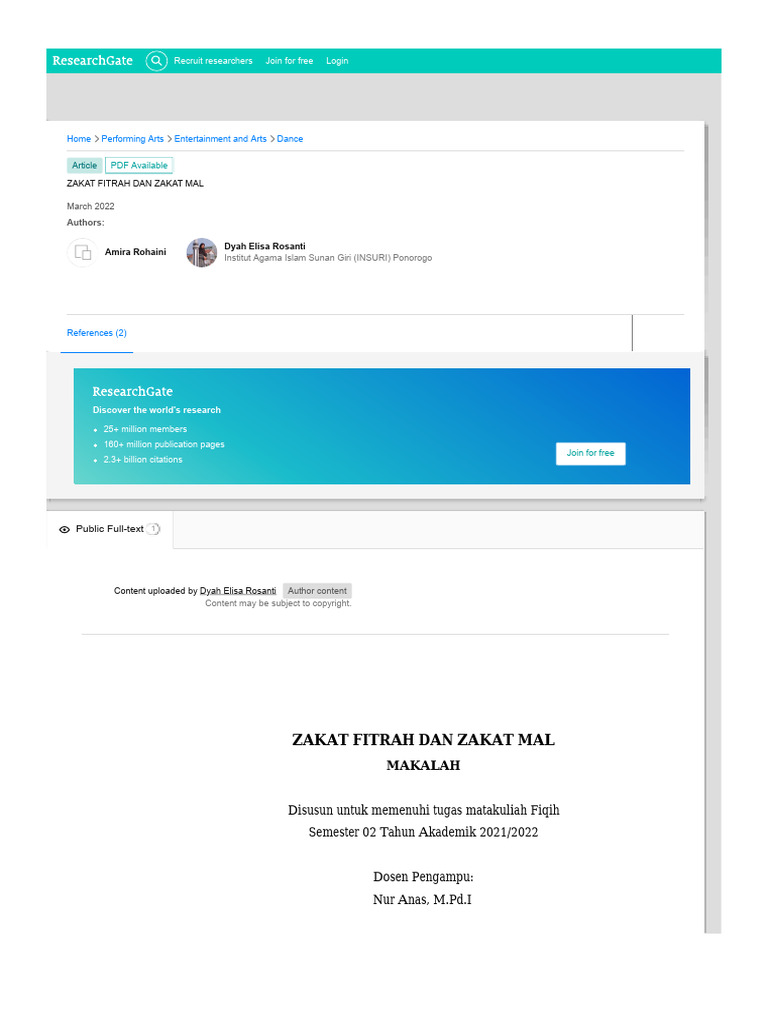 (PDF) Zakat Fitrah Dan Zakat Mal | PDF