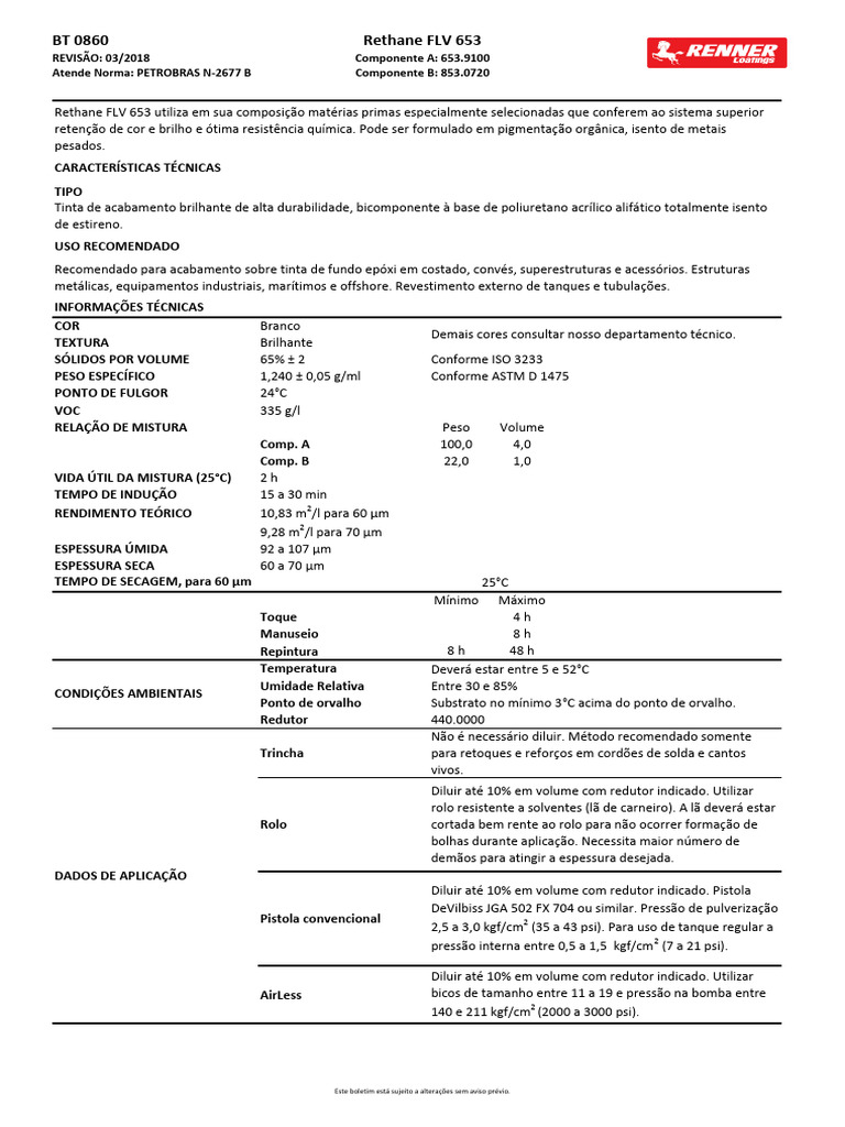 Rethane FLV 653 v03 | PDF | Temperatura | Tinta