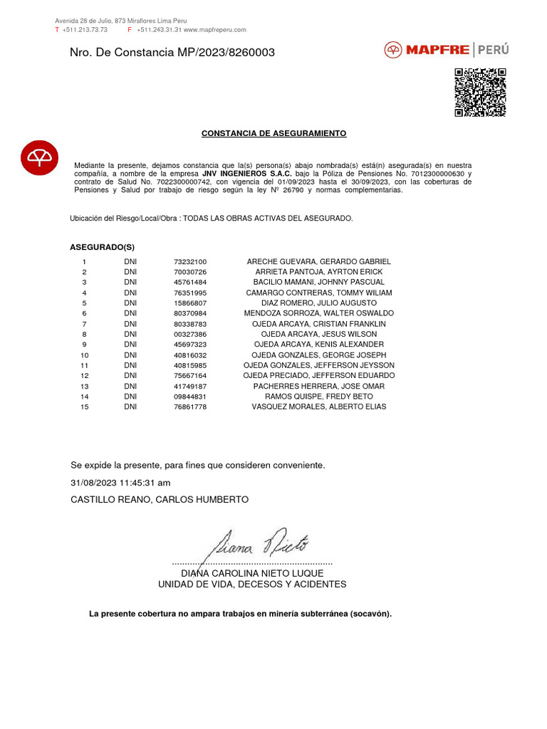 SCTR - Mafre 2023 | PDF | Derecho empresarial | Seguro