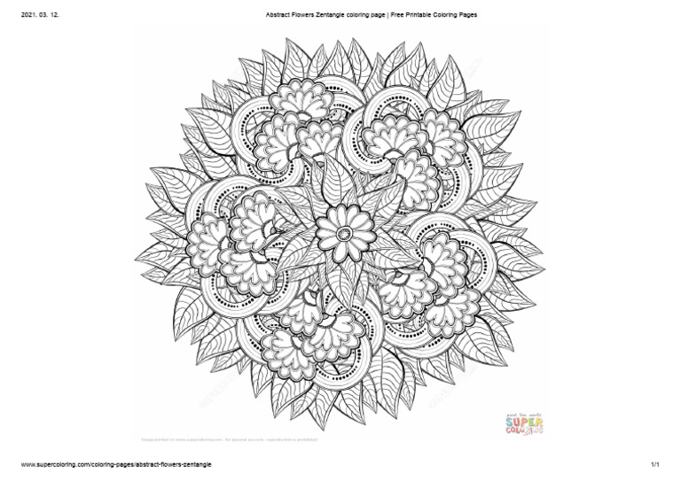Abstract Flowers Zentangle Coloring Page - Free Printable Coloring ...