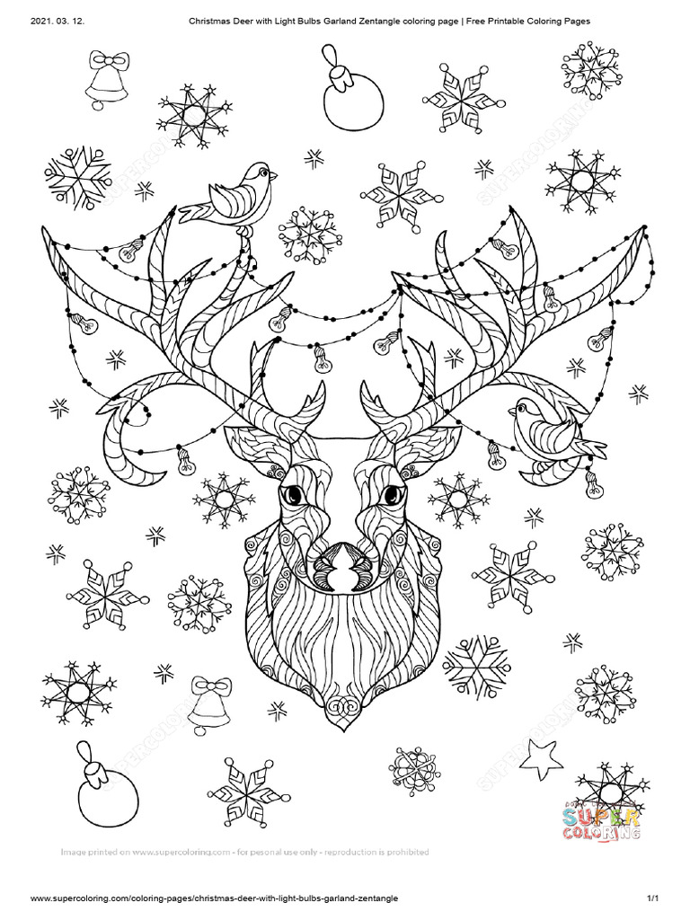 Christmas Deer Zentangle Coloring | PDF