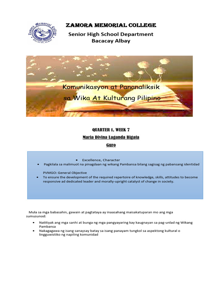 Quarter 1, Week 7 | PDF