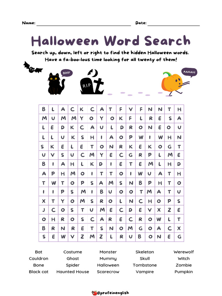 Sopa de Letras Halloween | PDF