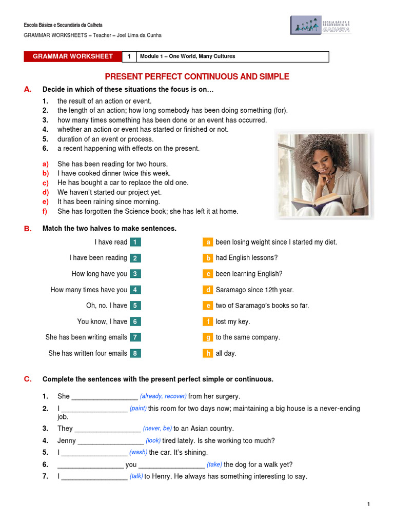 Present Perfect Grammar Worksheets | PDF | Linguistics | Grammar