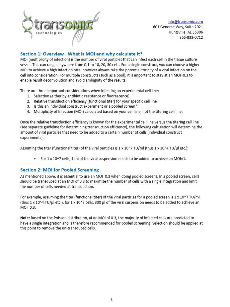 FAQ Why Calculate The MOI | PDF | Cell Culture | Virus FAQ Why Calculate The MOI | PDF | Cell Culture | Virus