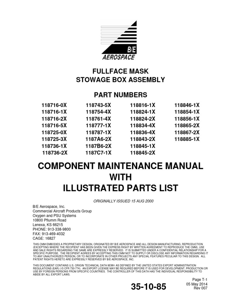 35-10-85 Rev 007 (Fullface Mask Stowage Box Assy | PDF | Valve | Leak