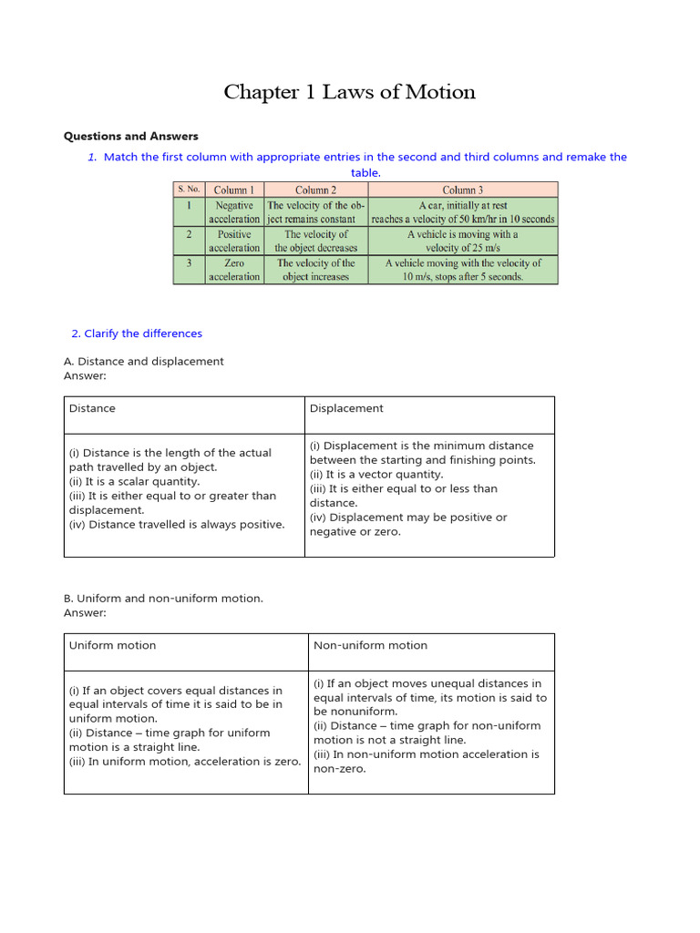 Chapter No 1 Laws of Motion | PDF | Force | Acceleration