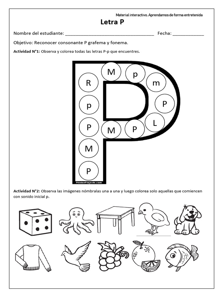 Material de Apoyo Letra P. | PDF | Artes del Lenguaje y Comunicación ...