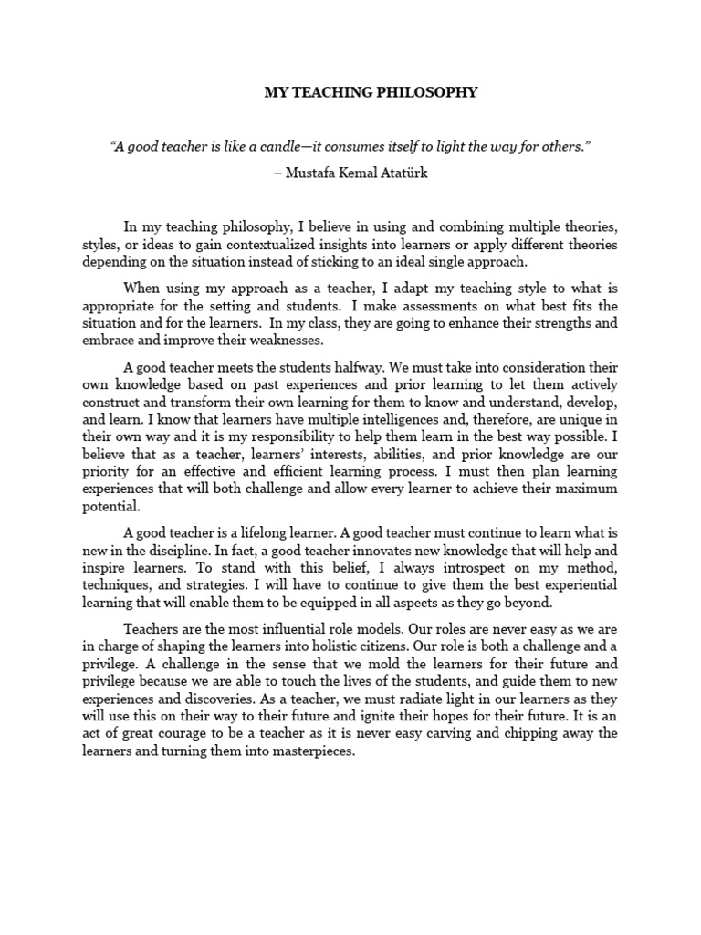 My Teaching Philosophy | PDF | Learning | Knowledge