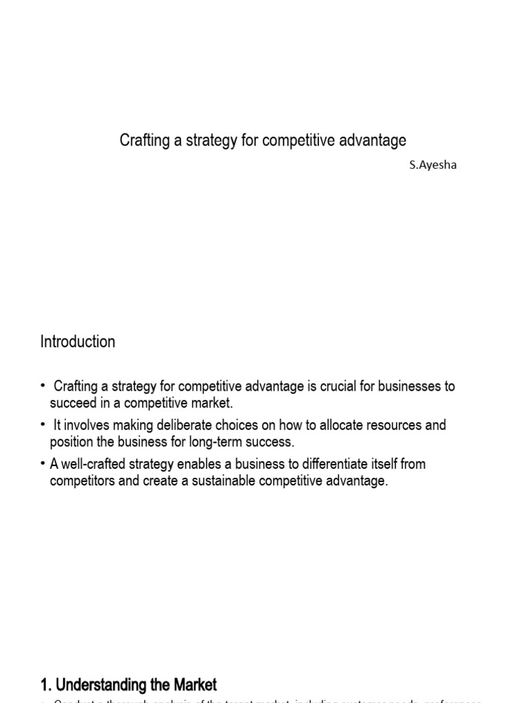 Crafting A Strategy For Competitive Advantage 1 Pdf Strategic