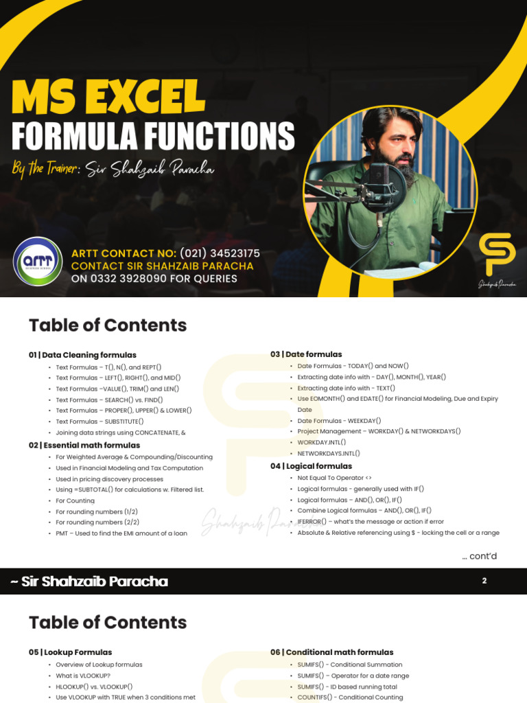Excel-Formula-Function by Sir Shahzaib Paracha | PDF | Letter Case | Workweek And Weekend