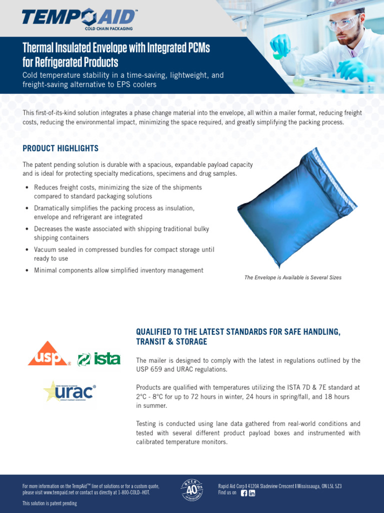 PCM Envelope Refrigerated Data Sheet v1.3 | PDF | Cargo | Thermal ...