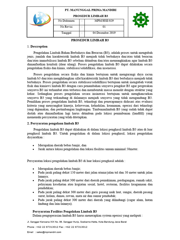 Prosedur Limbah B3 | PDF