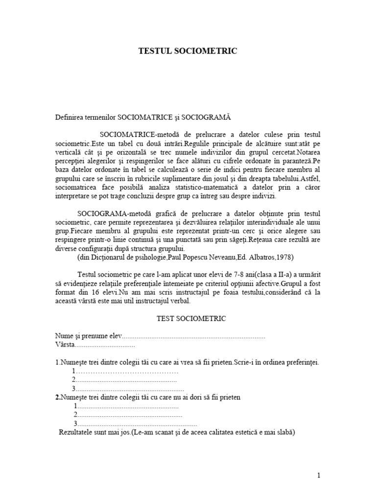 Test-Sociometric | PDF