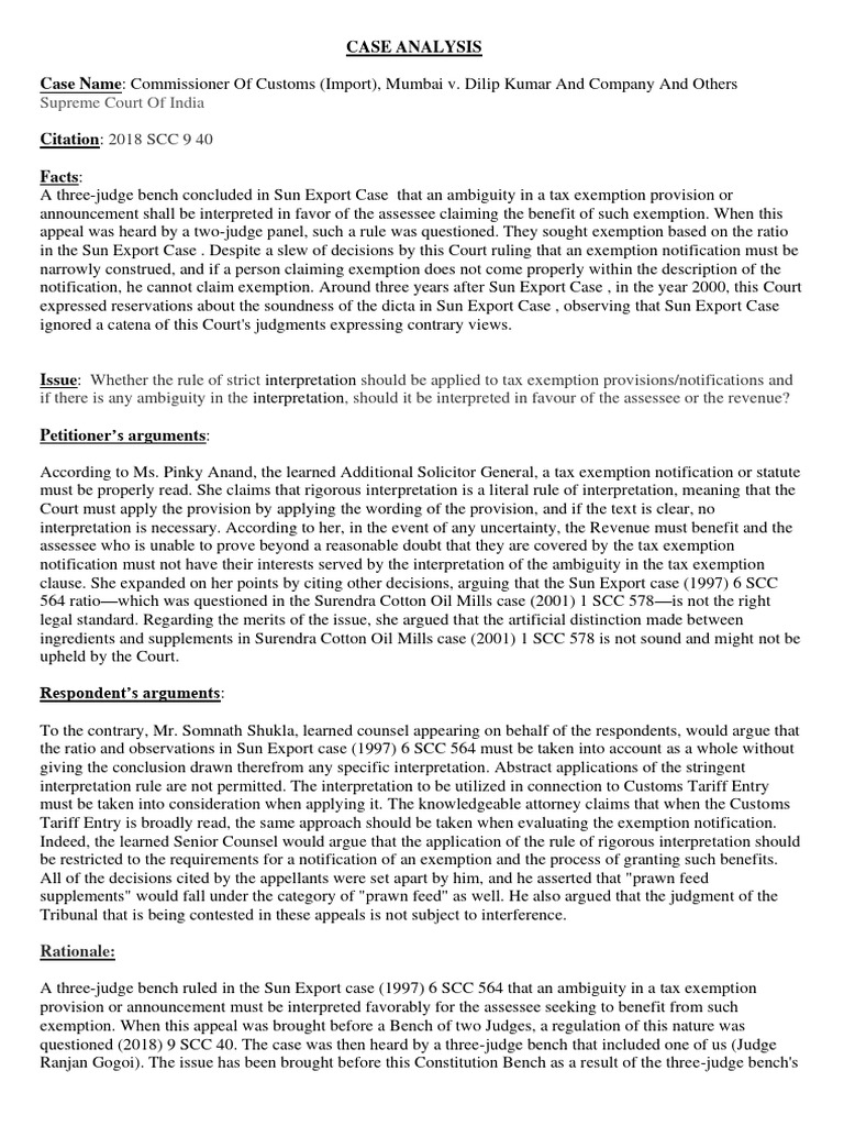 Case Analysis | PDF | Statutory Interpretation | Common Law