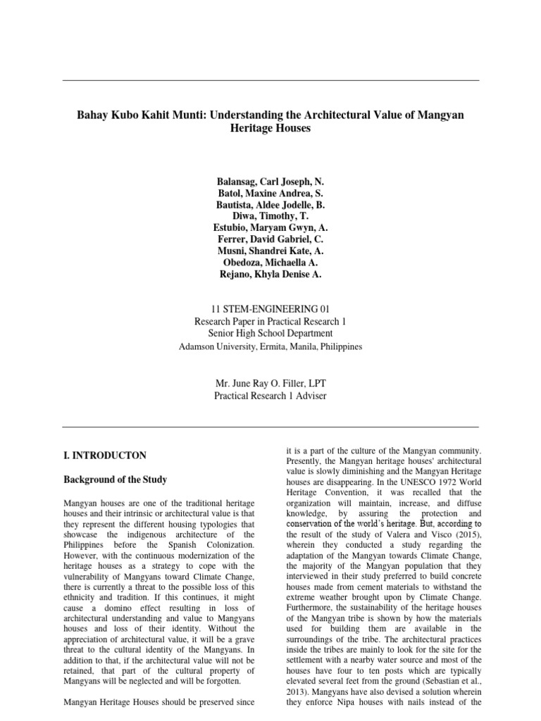 Understanding The Architectural Value of Mangyan Heritage Houses | PDF ...